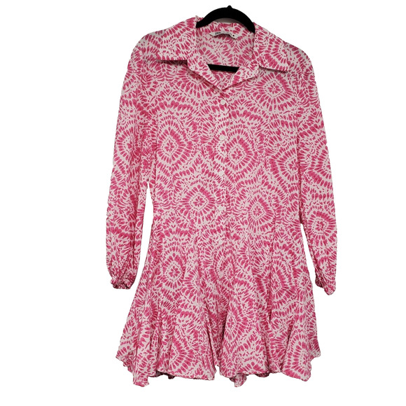 Zara | Dresses | Zara Rosa Pink Tie Dye Long Sleeve Shirt Dress Mini ...